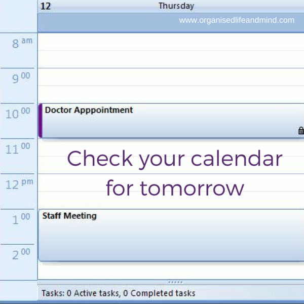 Check your calendar - Organised Life and Mind